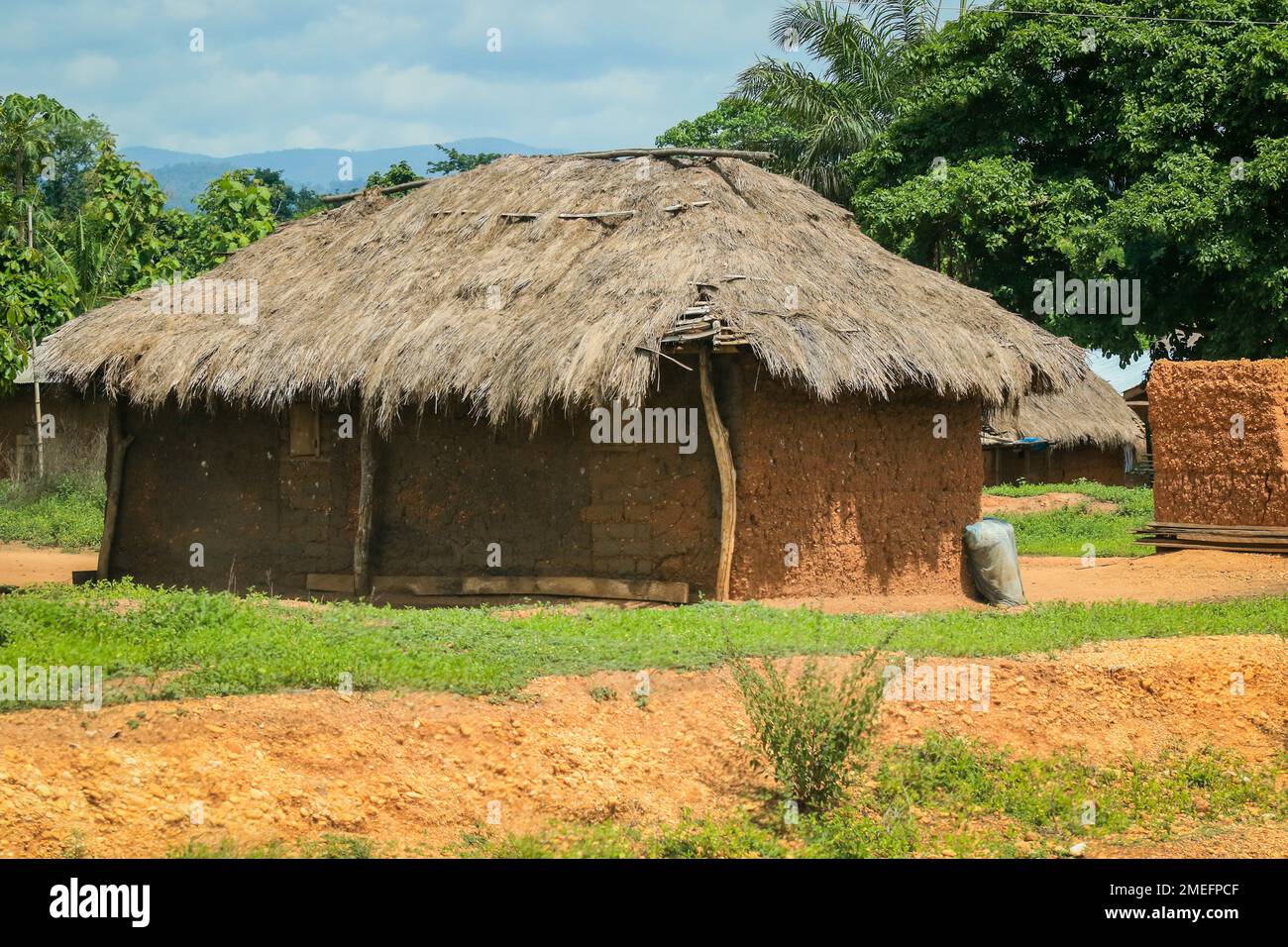 Traditional African Village with the typical Buildings, Ghana Stock ...