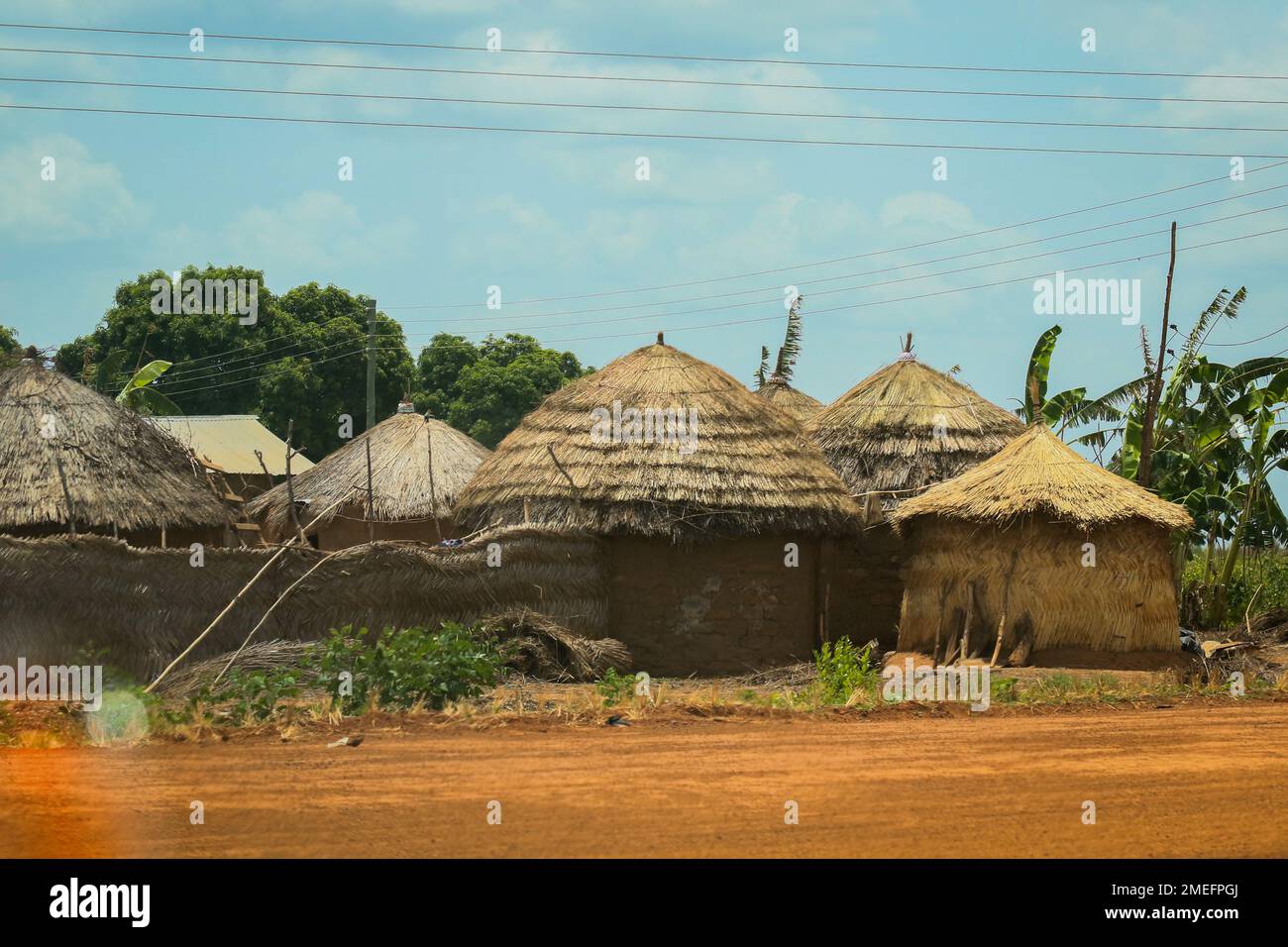 Traditional African Village with the typical Buildings, Ghana Stock ...