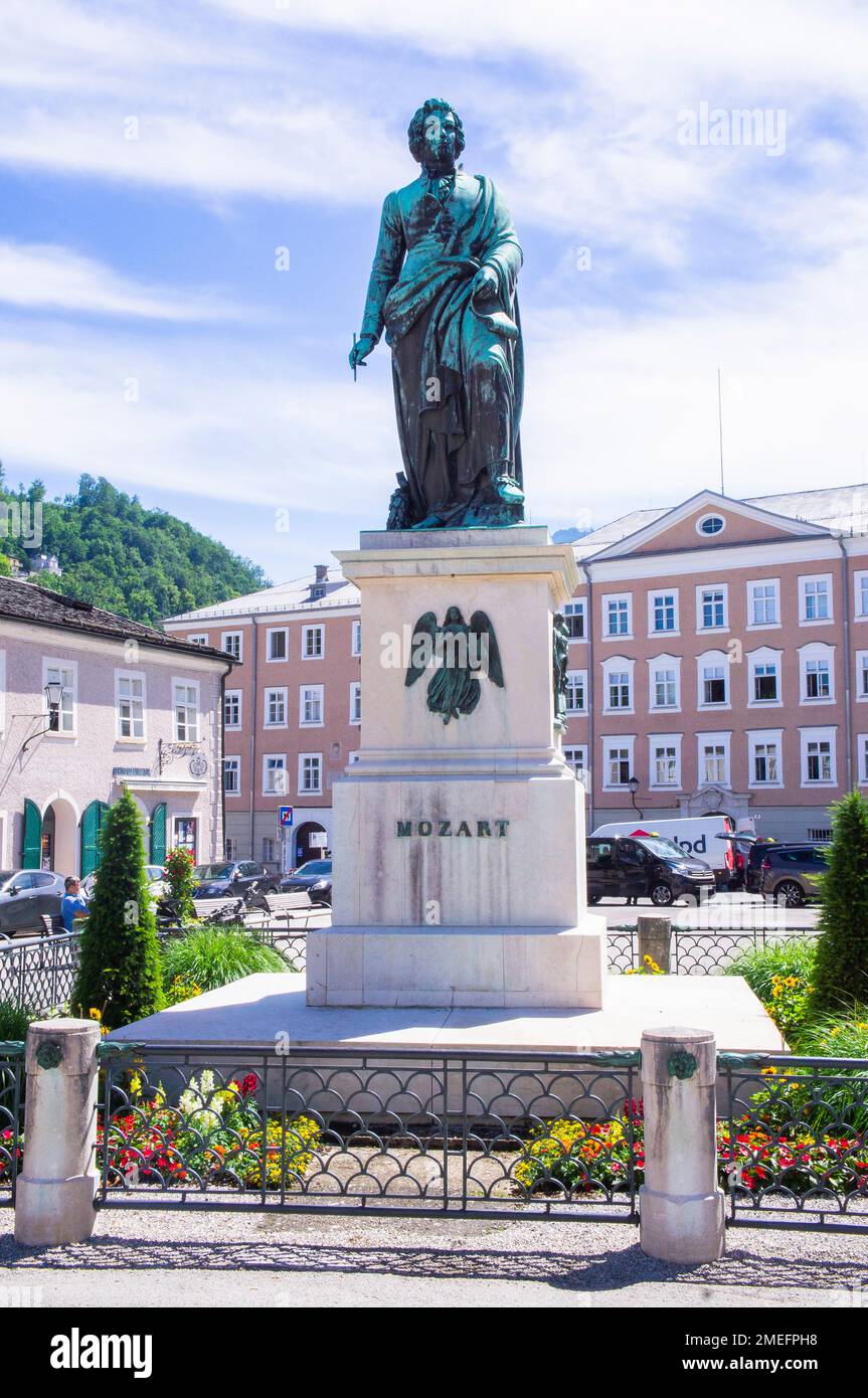 The Wolfgang Amadeus Mozart statue, Mozartplatz square, Old Town ...