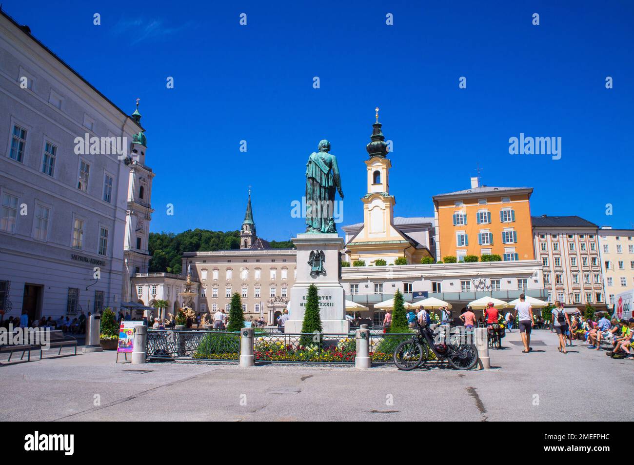 The Wolfgang Amadeus Mozart statue, Church of St. Michael, Mozartplatz ...