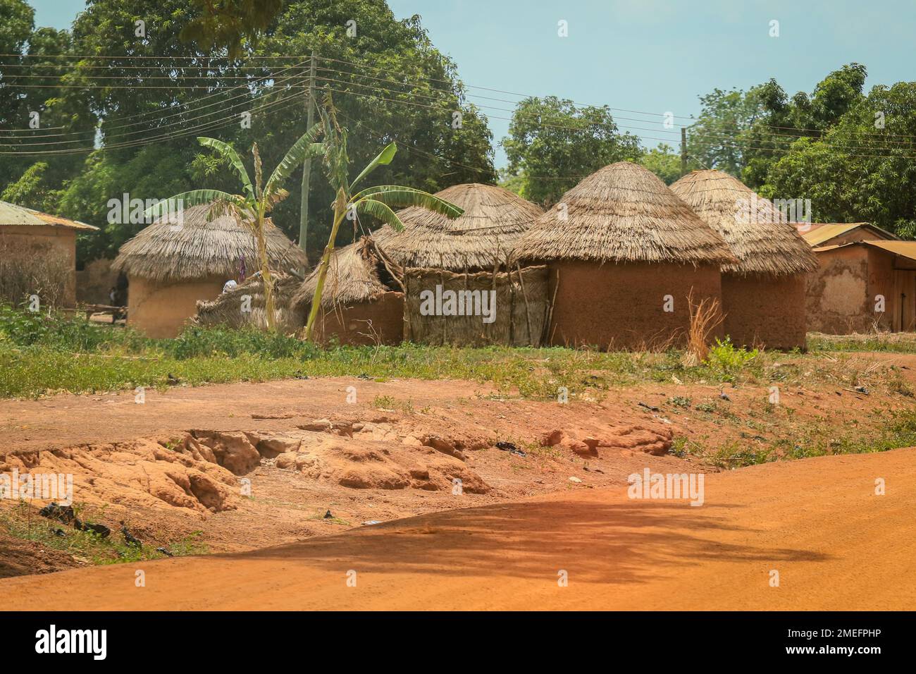 Traditional African Village with the typical Buildings, Ghana Stock ...