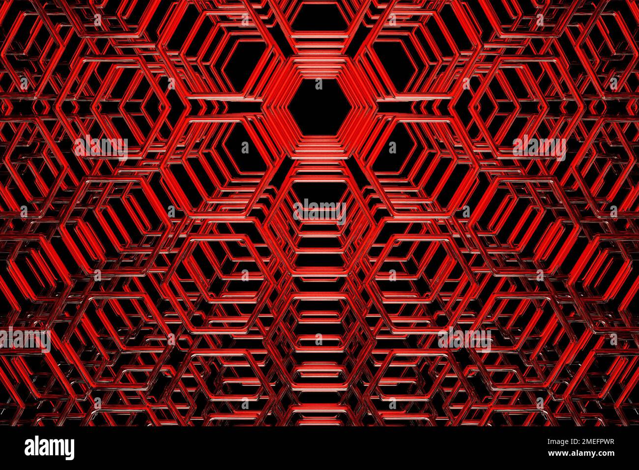 3d illustration of a red honeycomb monochrome honeycomb for honey ...