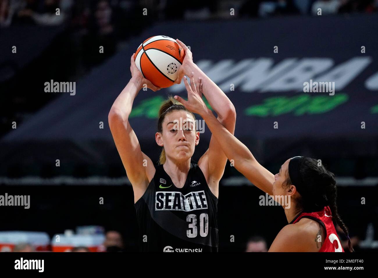 Seattle Storm's Breanna Stewart in action against the Las Vegas Aces ...