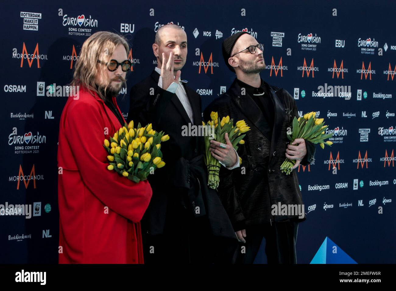 Musical group The Roop from Lithuania pose for photographers upon ...