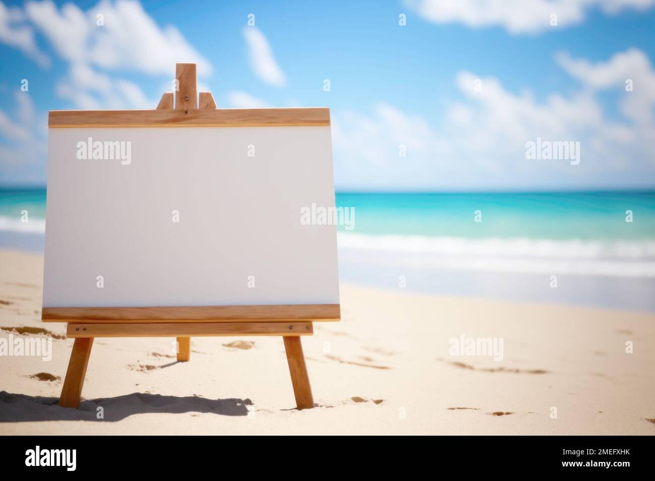 Wooden empty blank space board one beautiful blur beach in summer Stock ...