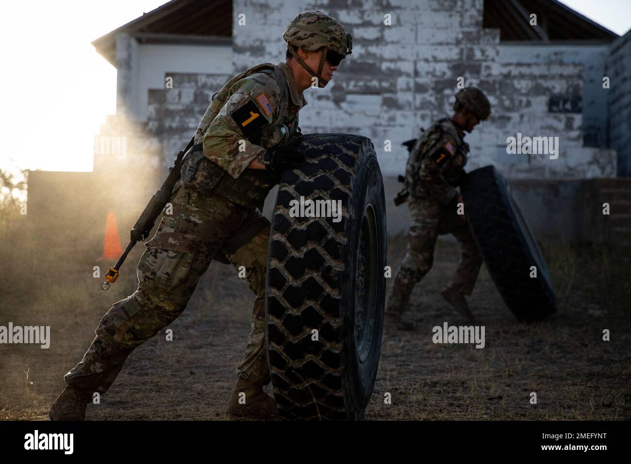 U.S. Army Soldiers competing in Forscom the Best Squad Competition move ...
