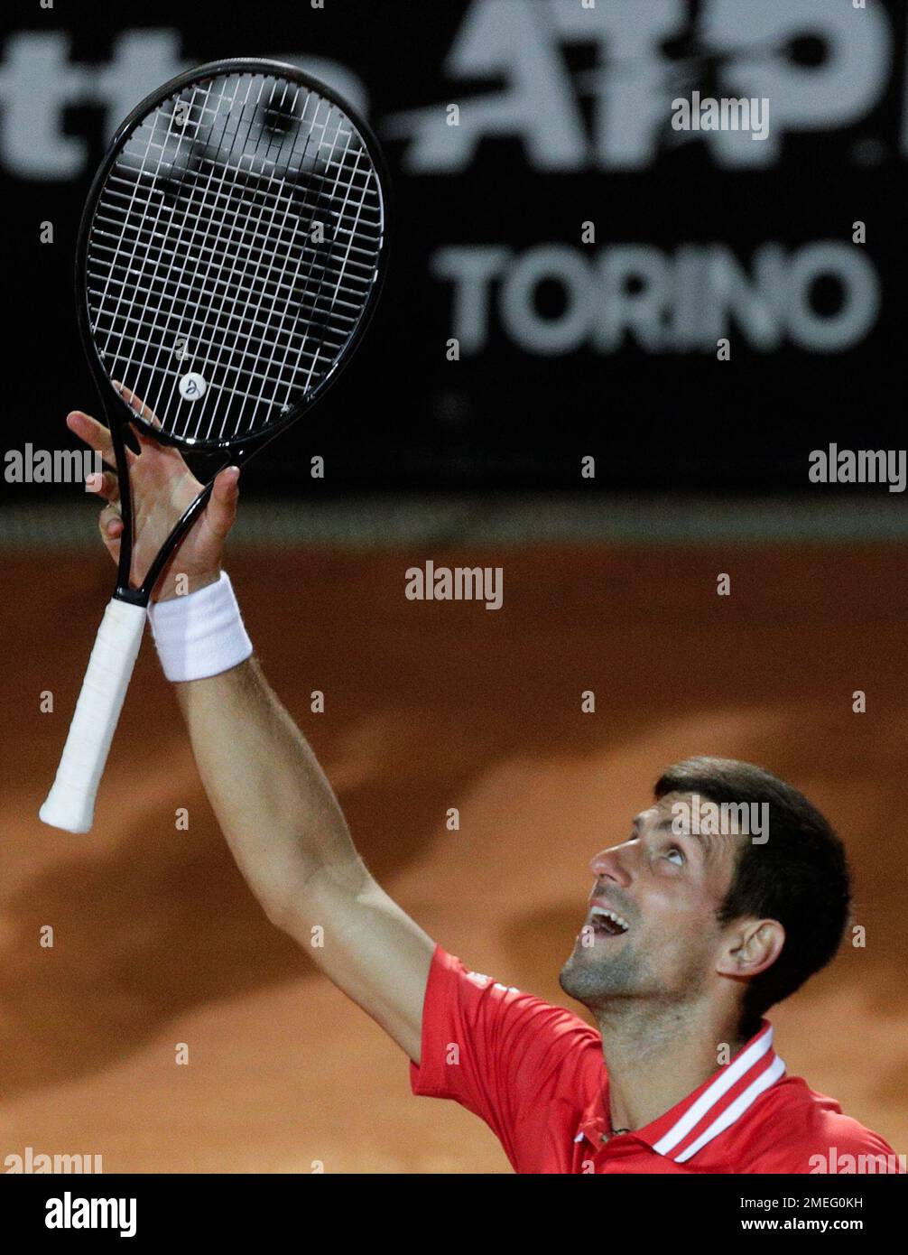 Serbia's Novak Djokovic celebrates after beating Italy's Lorenzo Sonego ...