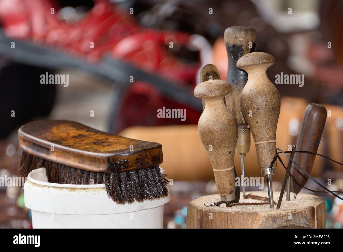 Collection of shoemaking tools Stock Photo - Alamy