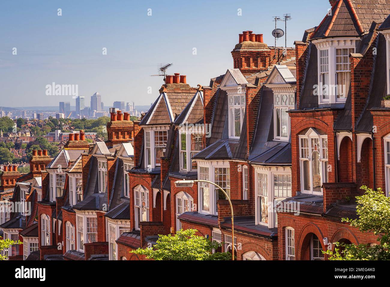 London, United Kingdom - Typical British brick houses on a sunny ...