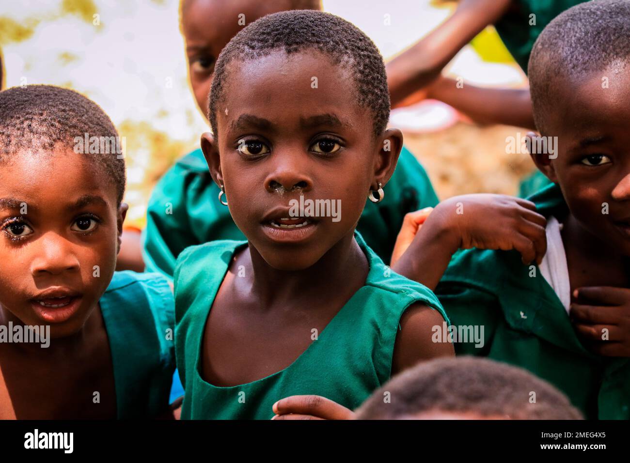 Amedzofe, Ghana - April 2022: African Pupils in Colorful School Uniform ...