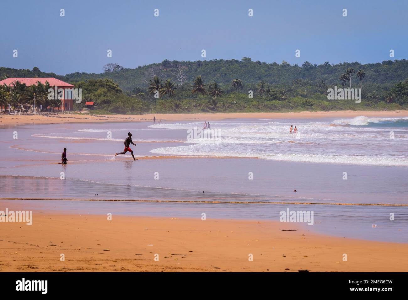 Axim, Ghana - April 12, 2022: Local Ghana People on the Atlantic ...