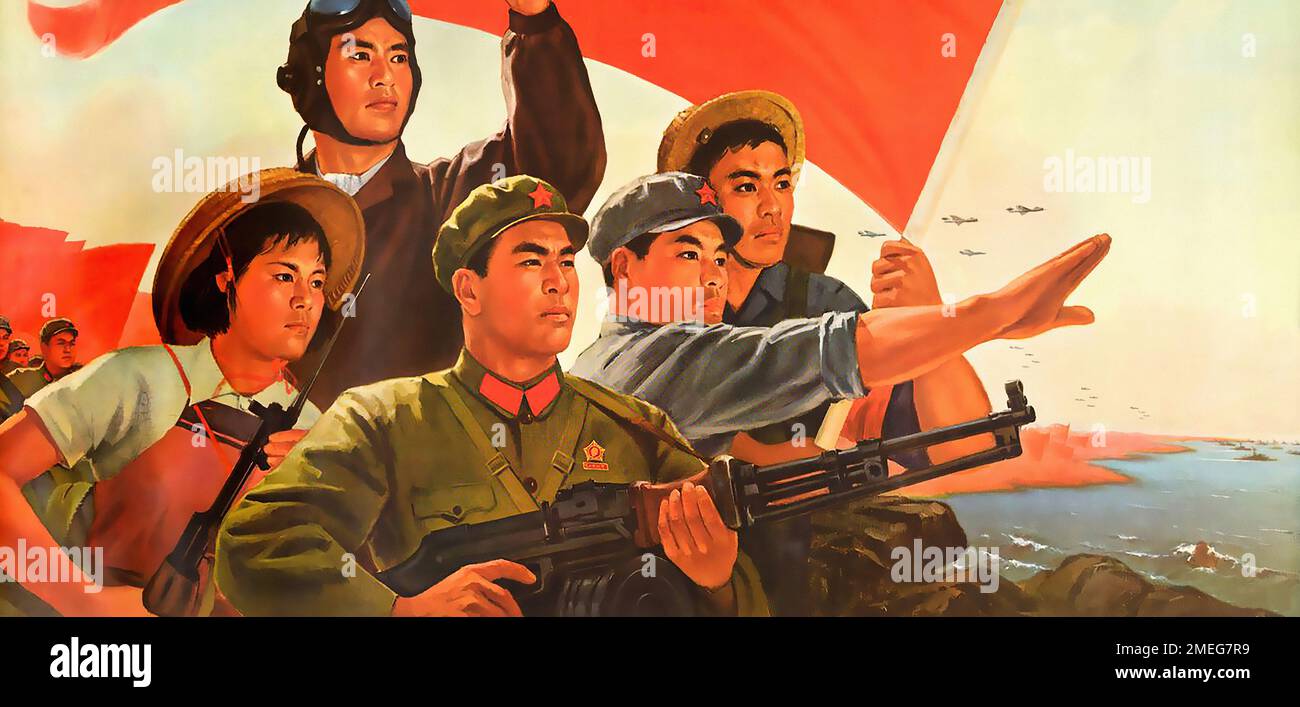 China liberate Taiwan! - Vintage PCR Chinese propaganda poster Stock ...