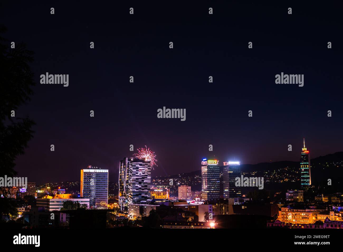 Sarajevo night - fireworks Stock Photo - Alamy