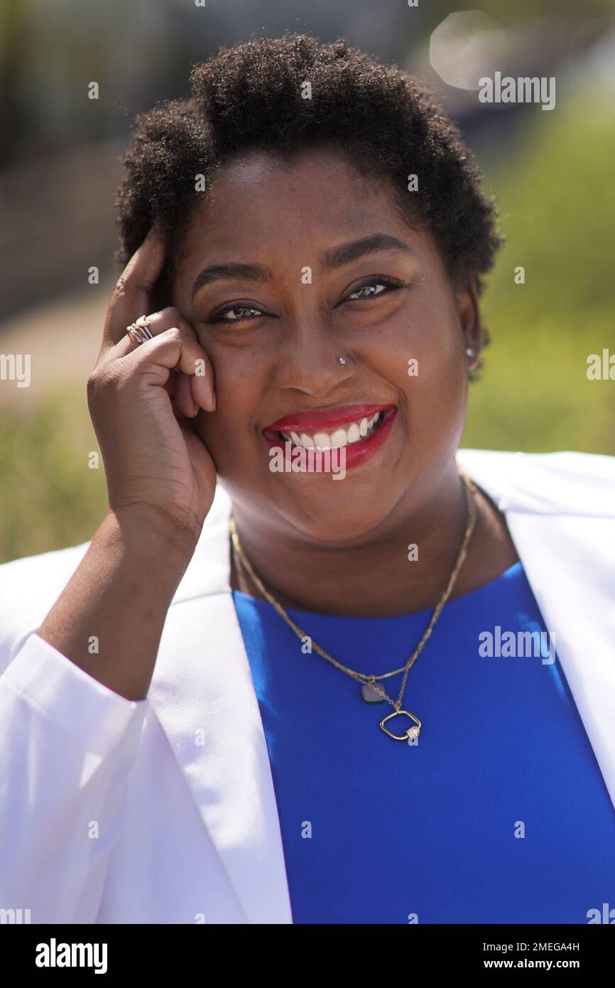 Dr. Brandi Jackson poses for a portrait in the Bronzeville neighborhood ...