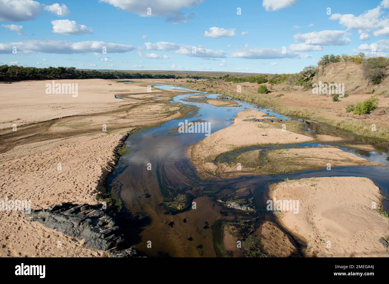 Scenic view of Letaba river running through sandbanks, Kruger National ...