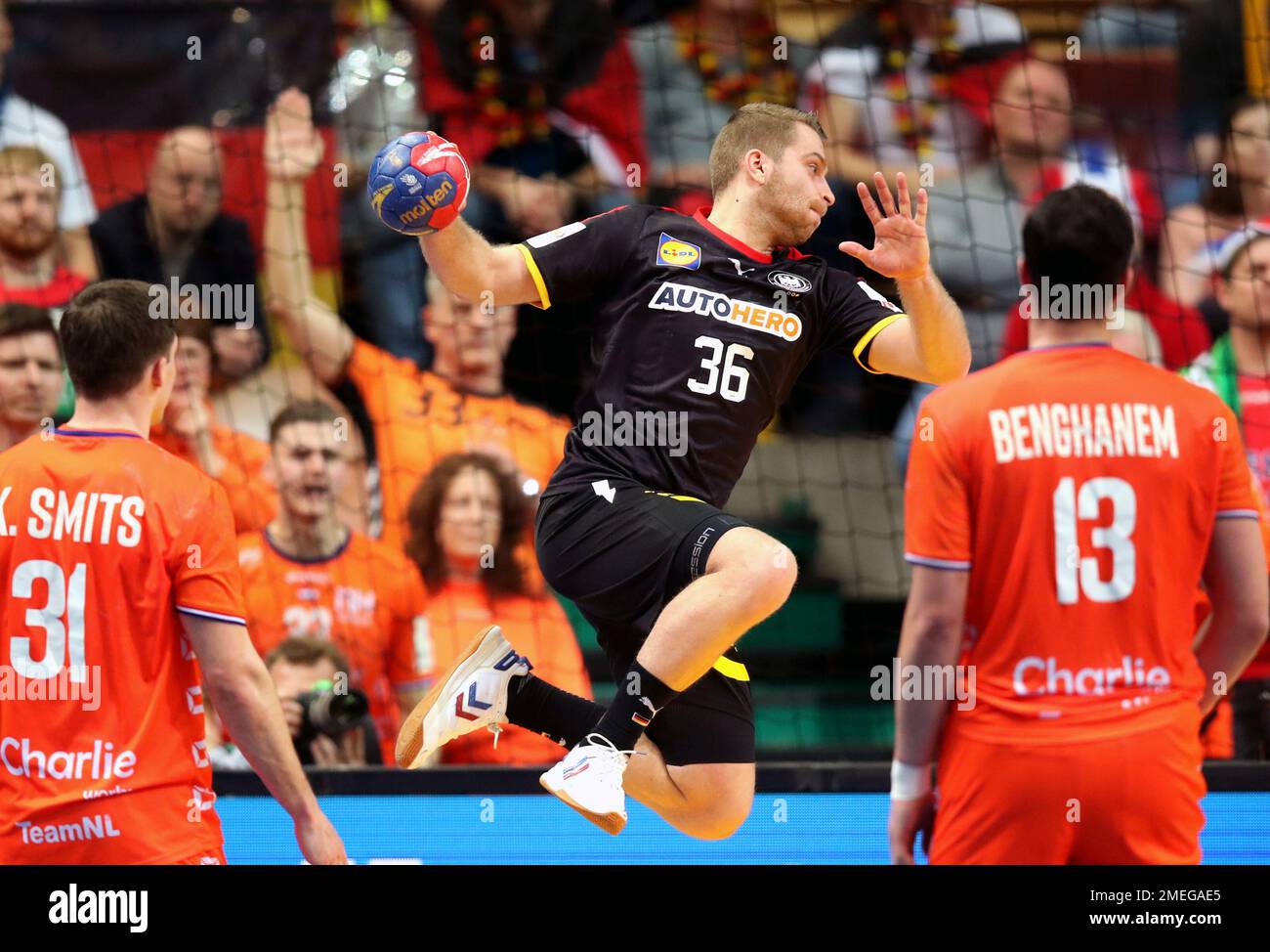 Lukas Mertens of Germany Netherlands vs Germany 28th IHF Men`s Handball ...