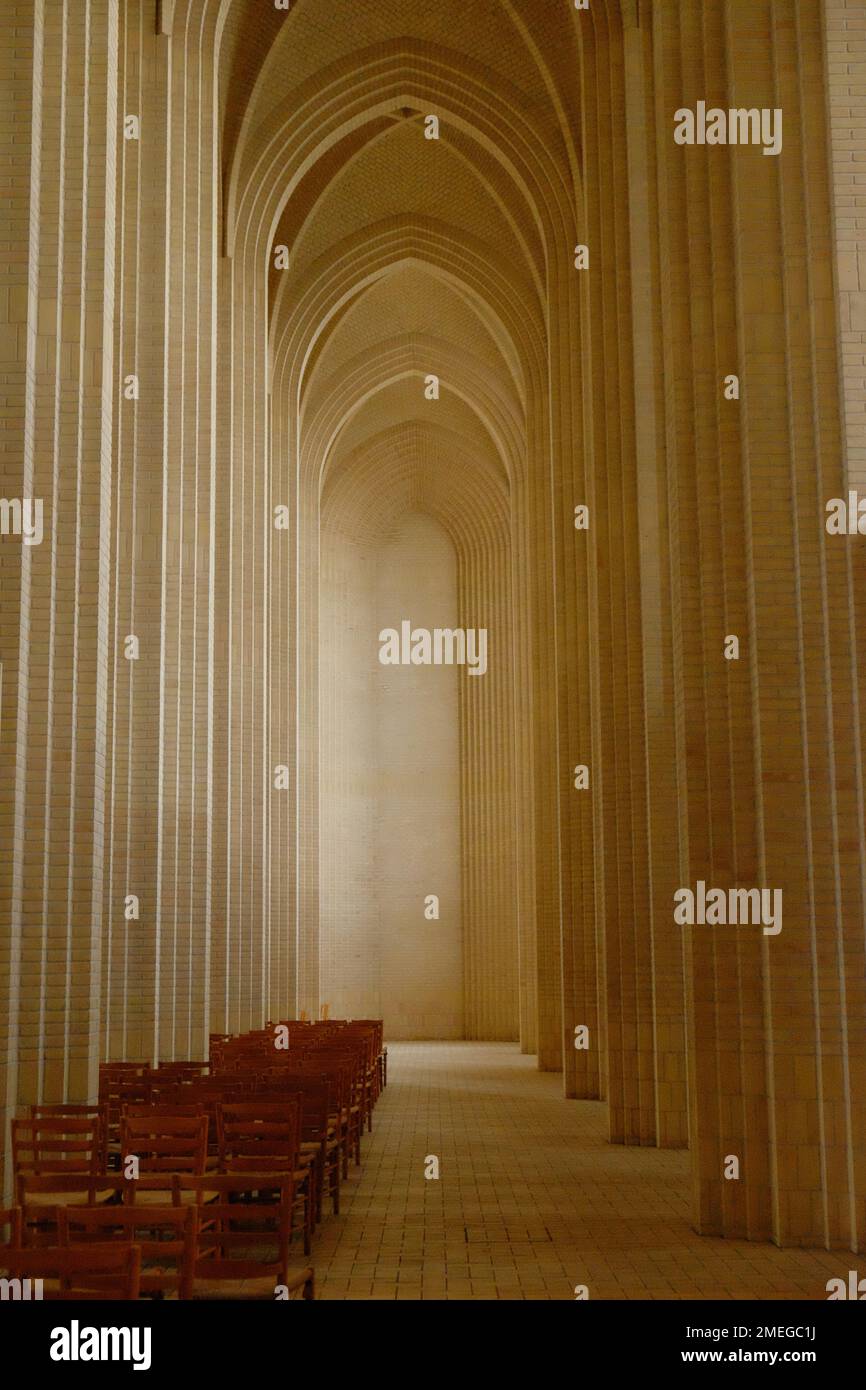 A vertical shot of the interior of the old historic church walls Stock ...
