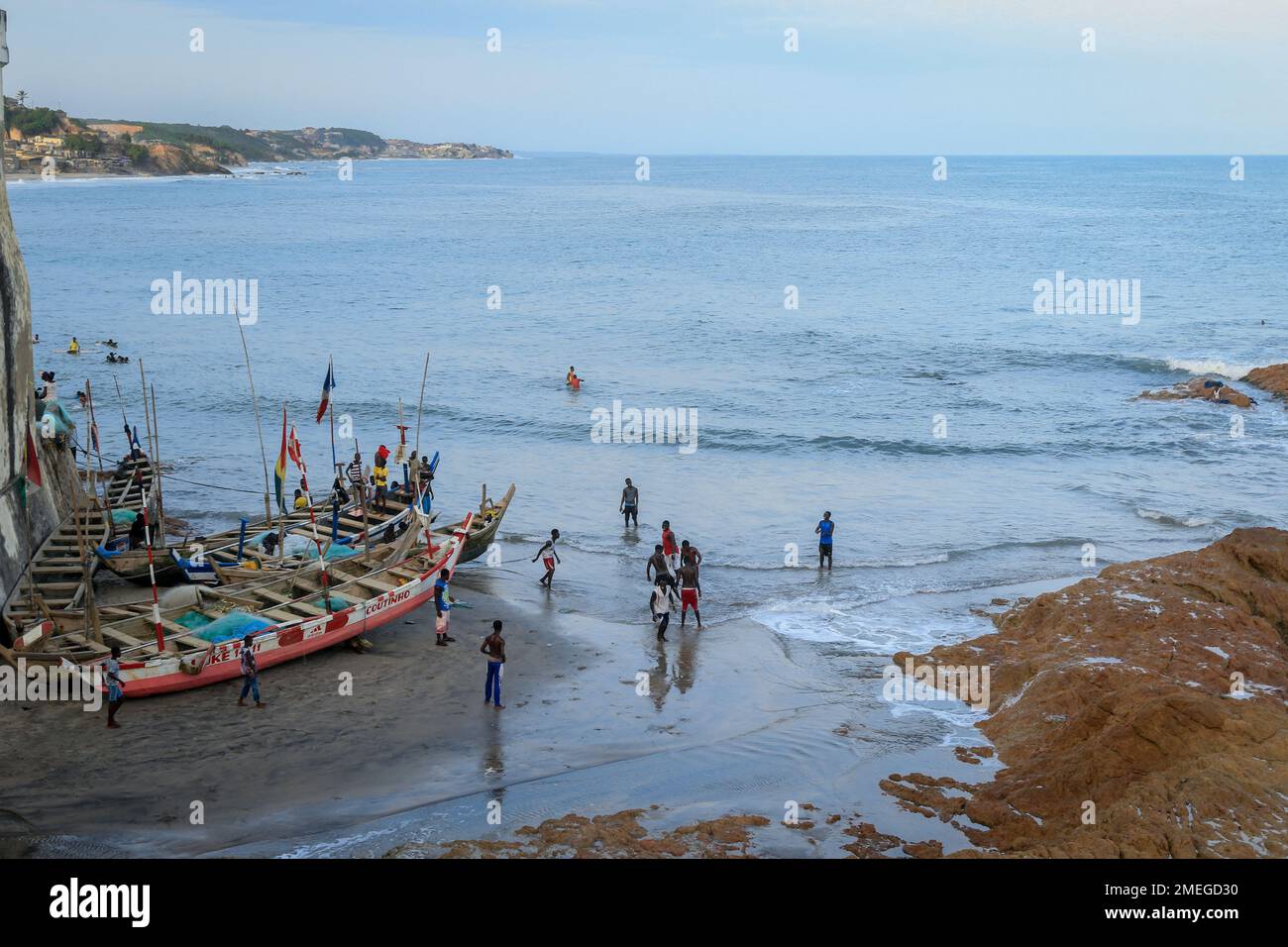 Powerful Waves of the Atlantic Ocean on the Ghana Cape Coast coastline ...