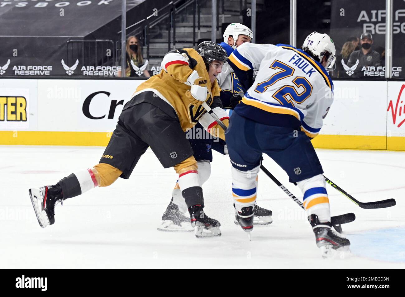 Vegas Golden Knights left wing Peyton Krebs (18) skates against the St ...