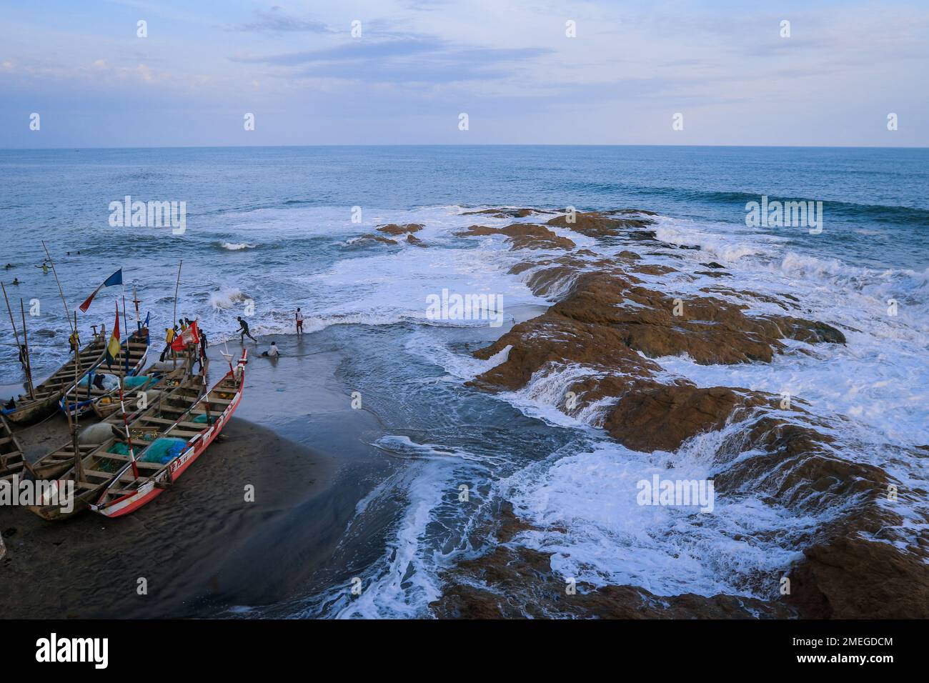 Powerful Waves of the Atlantic Ocean on the Ghana Cape Coast coastline ...