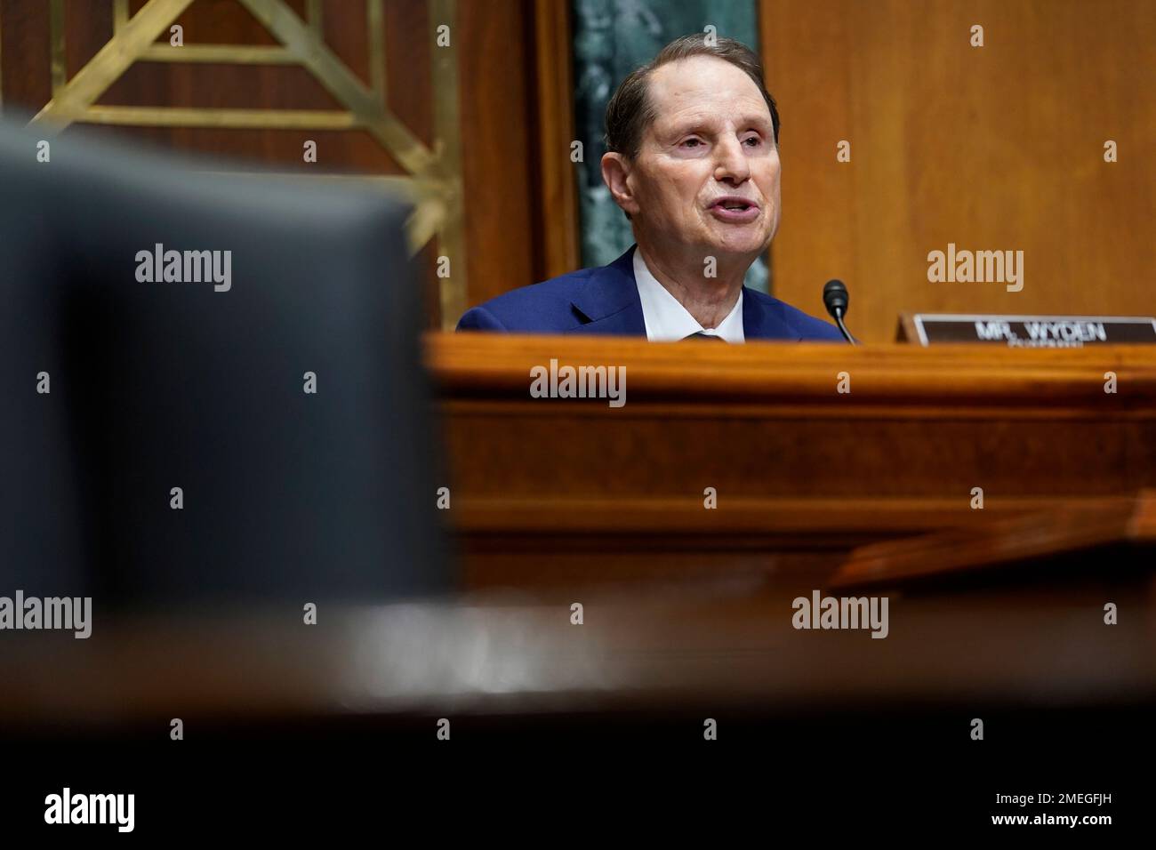 Senate Finance Committee Chairman Sen. Ron Wyden, D-Ore., speaks during ...