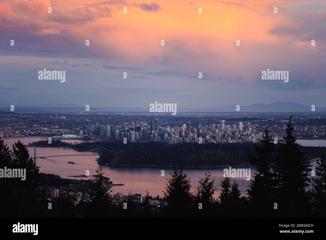 Vancouver canada skyline aerial over hi-res stock photography and ...
