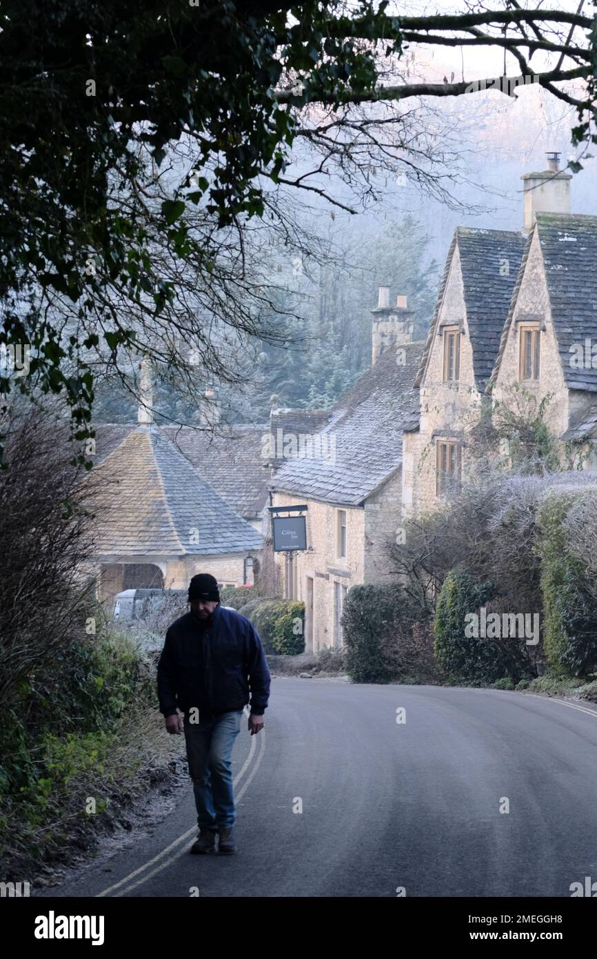 Castle Combe, Wiltshire, UK. 24th Jan, 2023. A frosty winter morning in ...