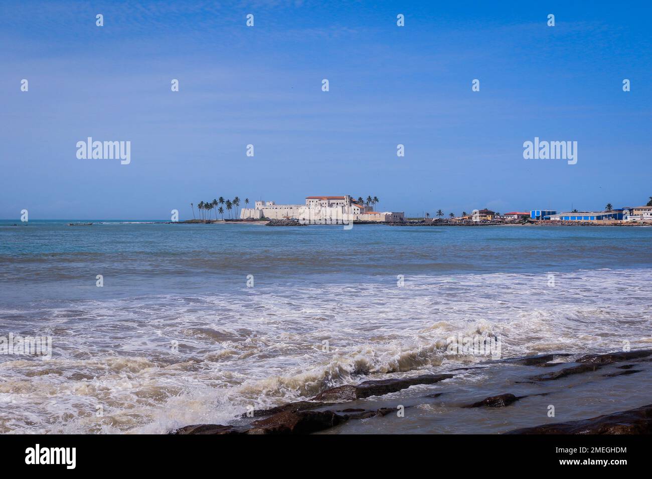 Far View to the Cape Coast Slave Castle from the Atlantic Ocean ...