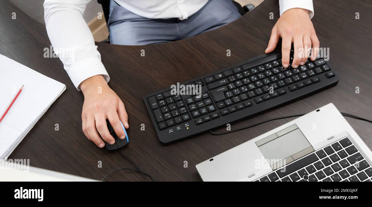 Hand laptop keyboard from above hi-res stock photography and images - Alamy