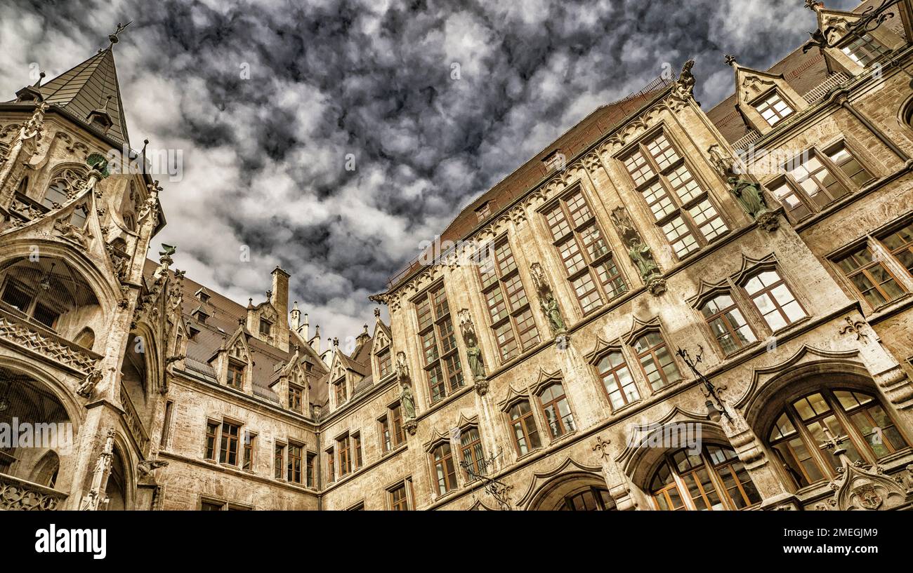 New Town Hall, 19th Century Gothic Revival Style, Marienplatz, Munich ...