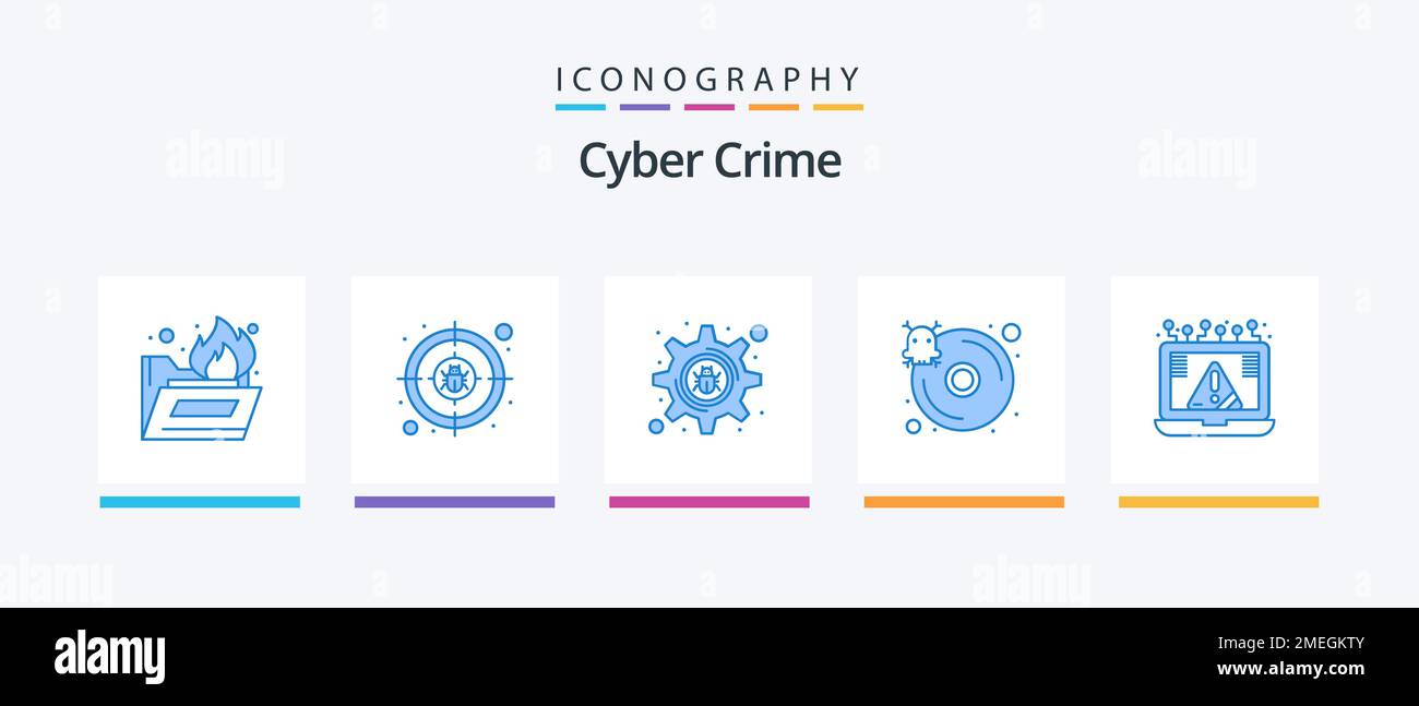 Cyber Crime Blue 5 Icon Pack Including Connection Server Cyber Crime