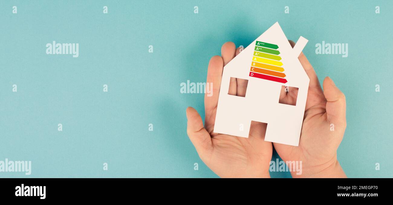 House with power consumption graphic, renewable substainable energy ...