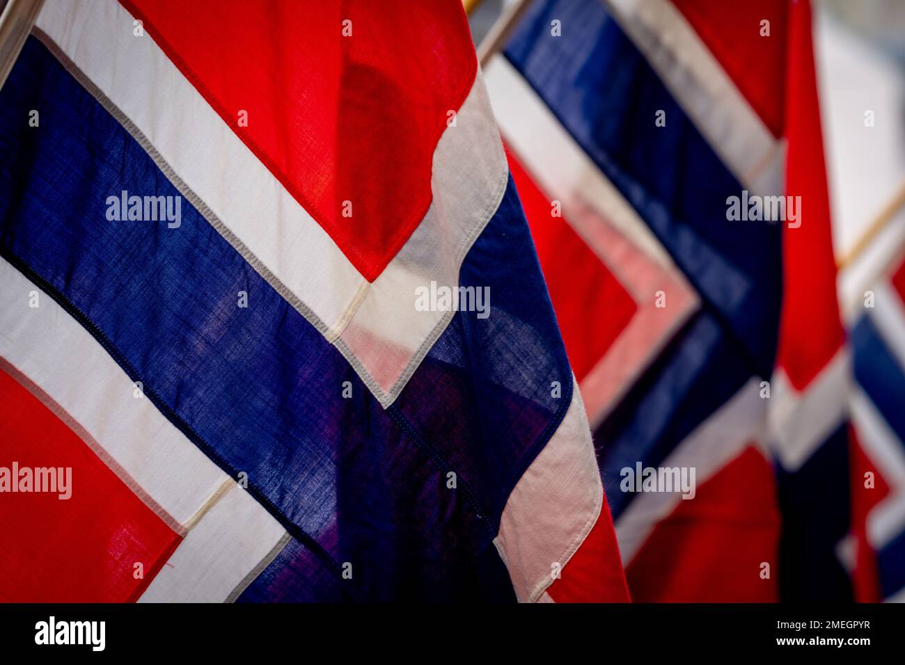 Norwegian flags procession in Haugesund, Norway on constitution day ...