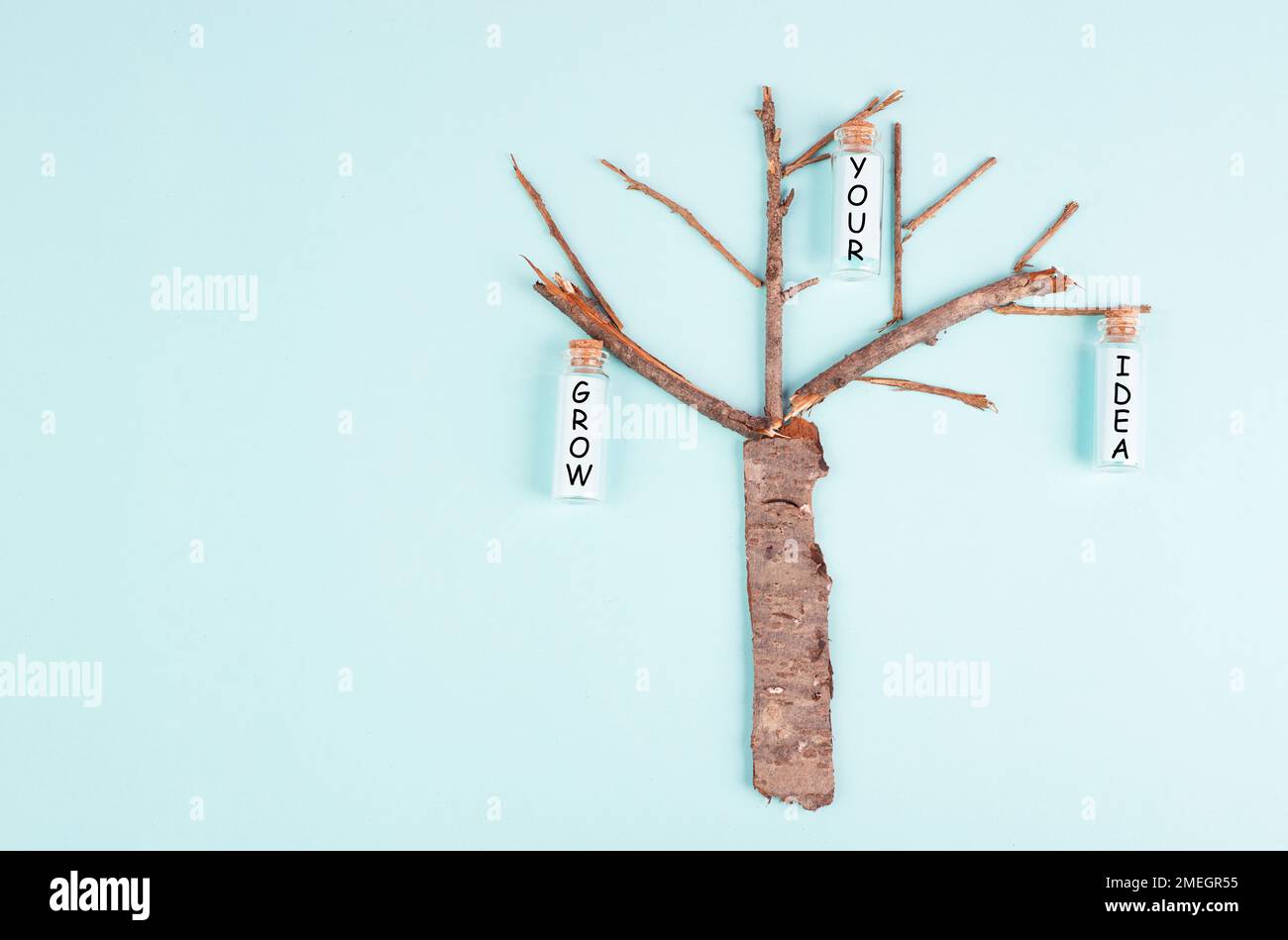 Grow your idea is standing on the bottles hanging on the tree, starting ...