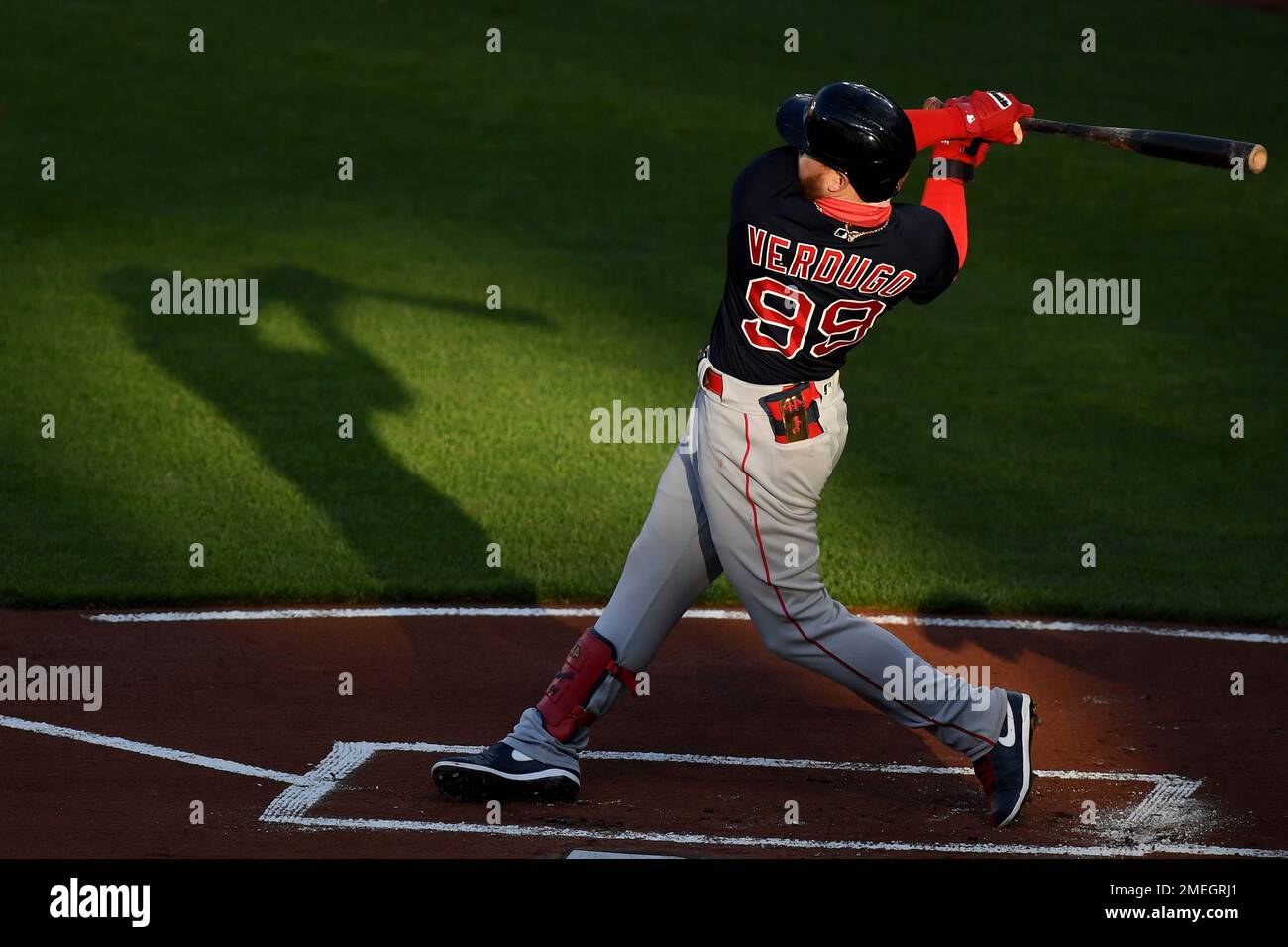 Boston Red Sox's Alex Verdugo at bat against the Baltimore Orioles ...