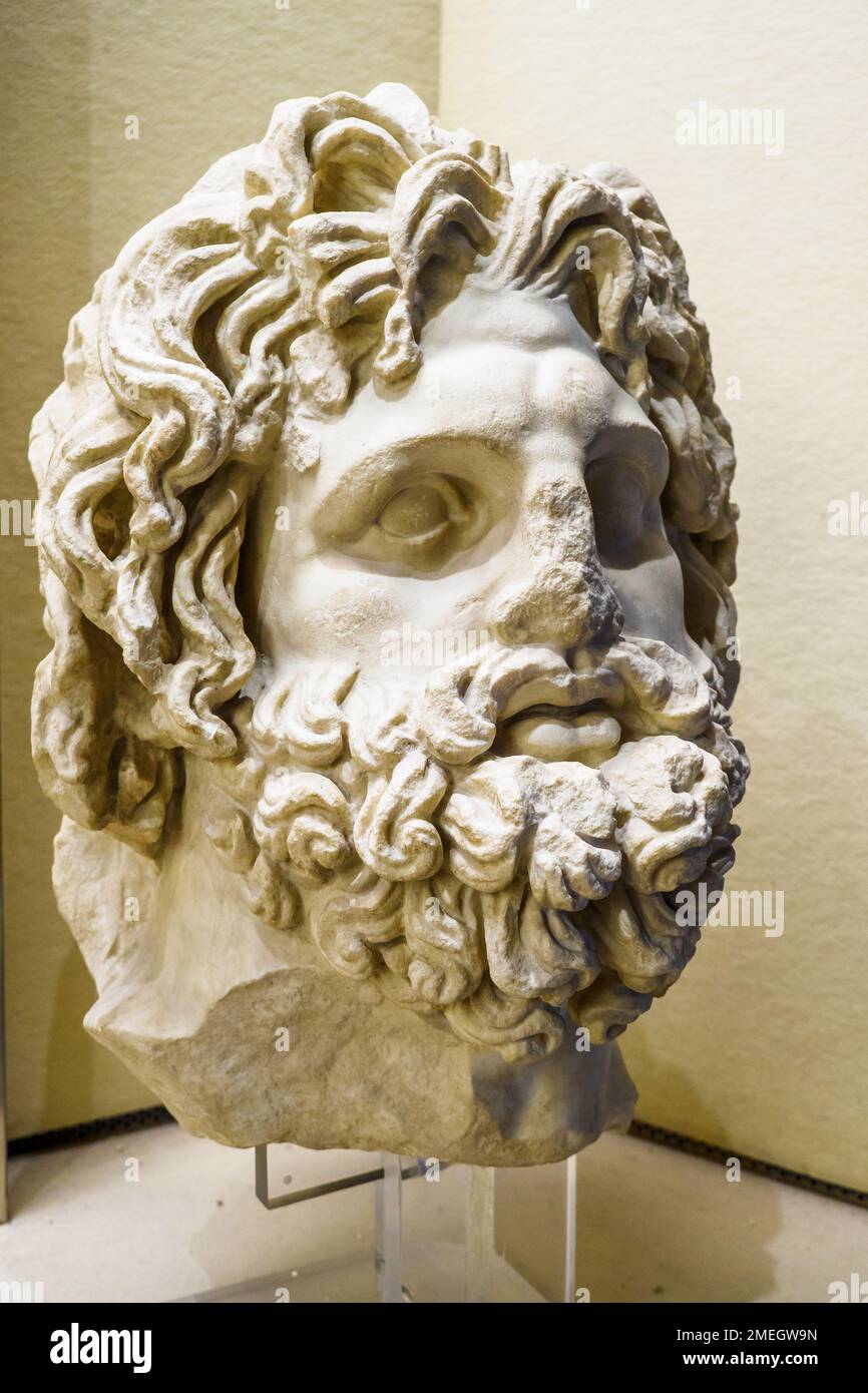 Colossal head of Asclepius. 1st century BC. Syracuse area of the Roman ...