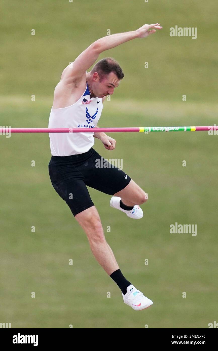 Kyle Pater competes in men's pole vault during the USATF Golden Games ...