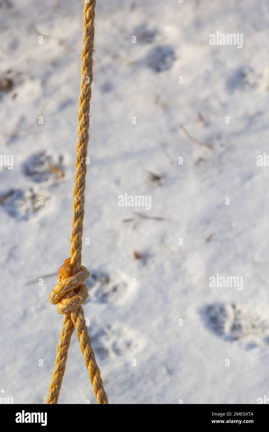 Bow knot made of linen rope string isolated over the white background ...
