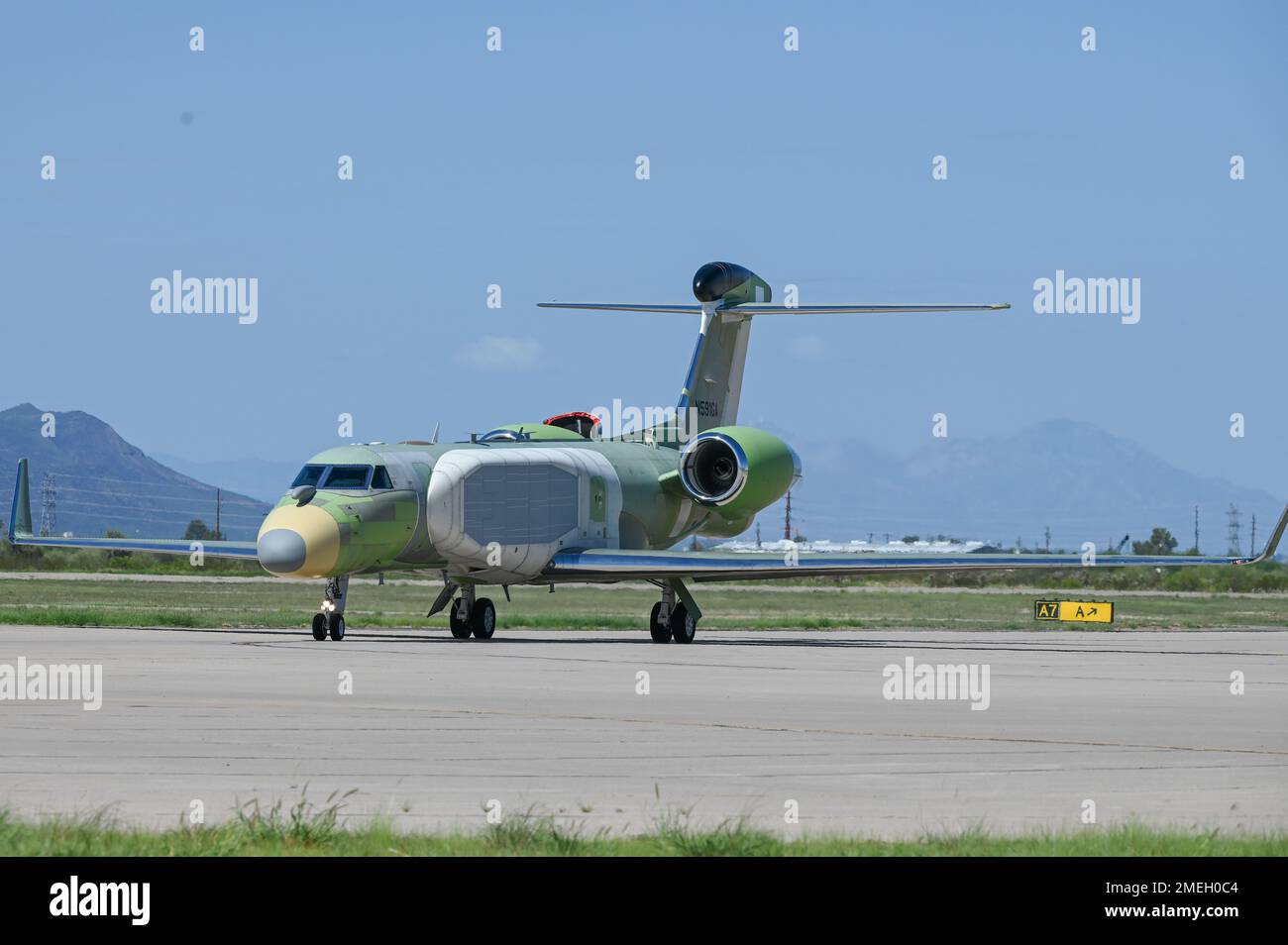 An EC-37B Compass Call arrives at Davis-Monthan Air Force Base, Arizona ...