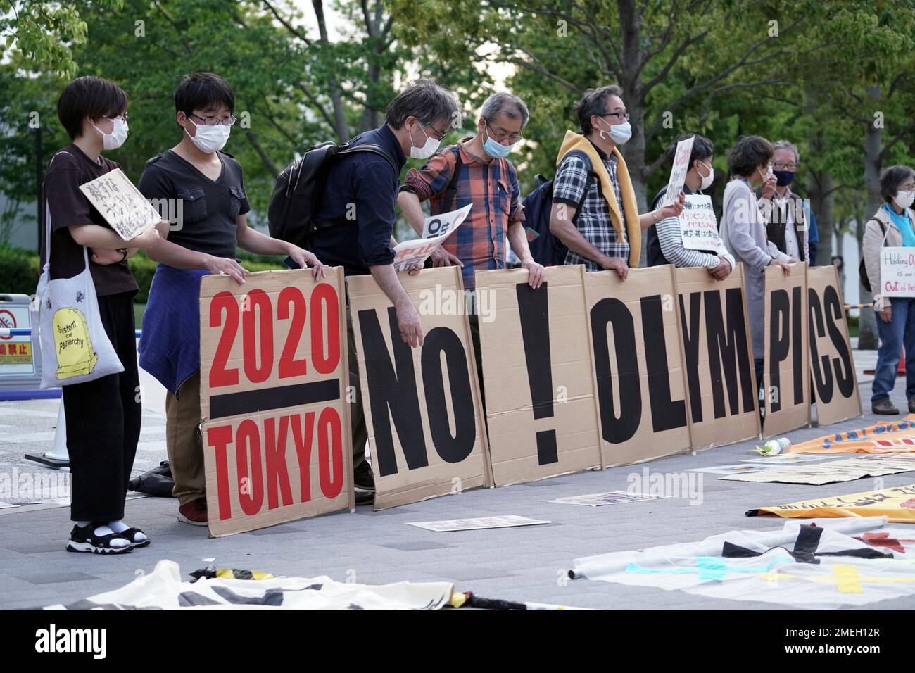 People against the Tokyo 2020 Olympics set to open in July, protest ...