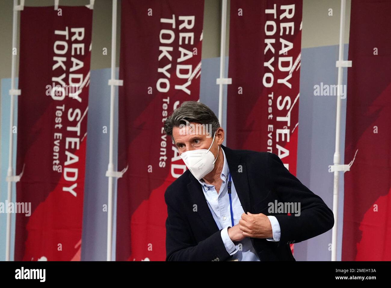 Sebastian Coe, president of World Athletics, arrives for a press ...