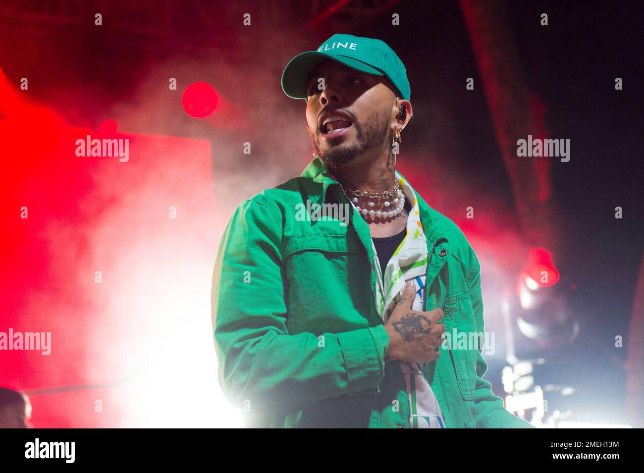 Musician Rauw Alejandro performs in concert at The Oasis on Saturday ...