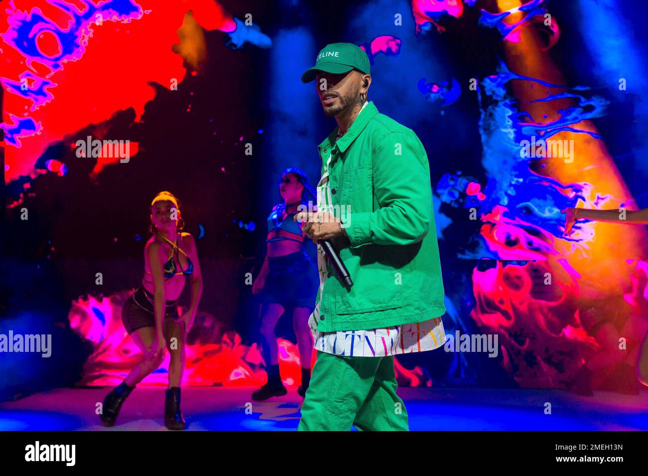 Musician Rauw Alejandro performs in concert at The Oasis on Saturday ...