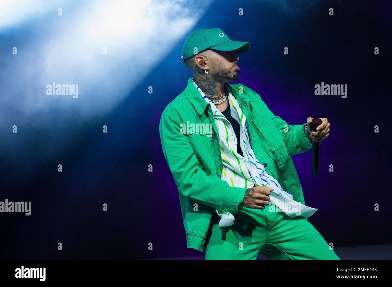 Musician Rauw Alejandro performs in concert at The Oasis on Saturday ...