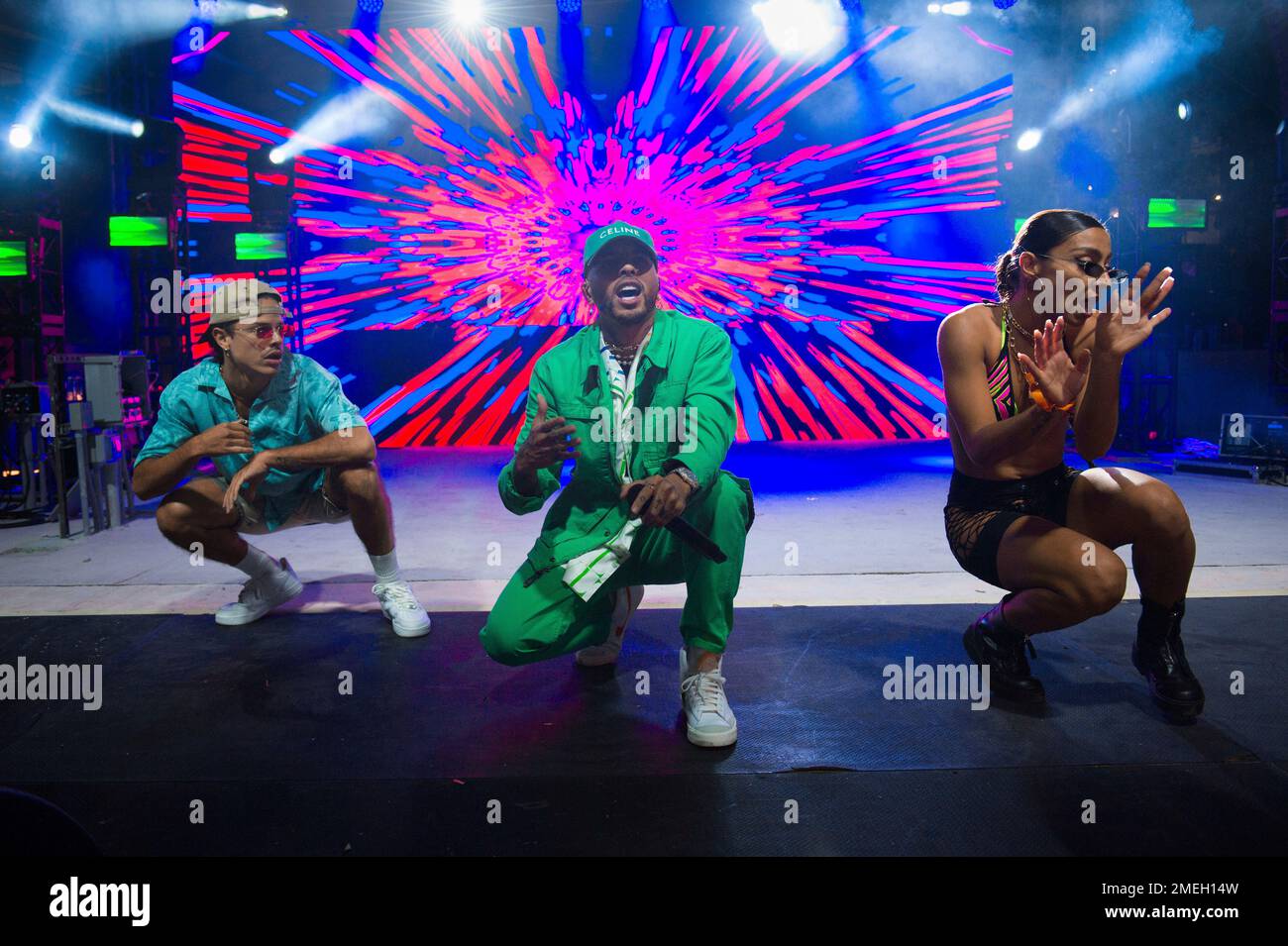 Musician Rauw Alejandro performs in concert at The Oasis on Saturday ...