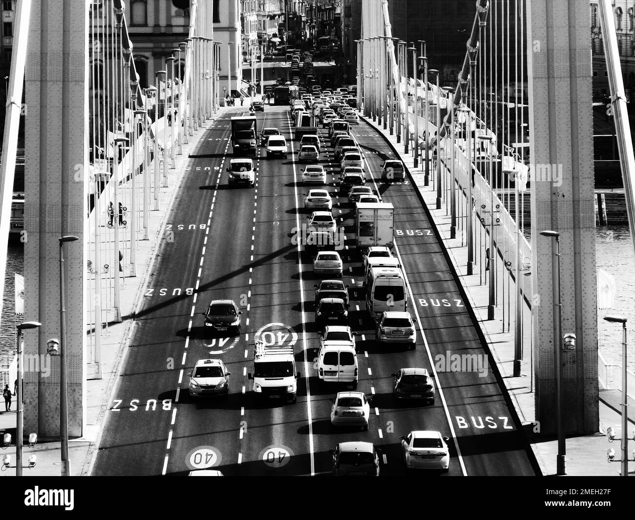 Many modern cars in Black and White Stock Photos & Images - Alamy