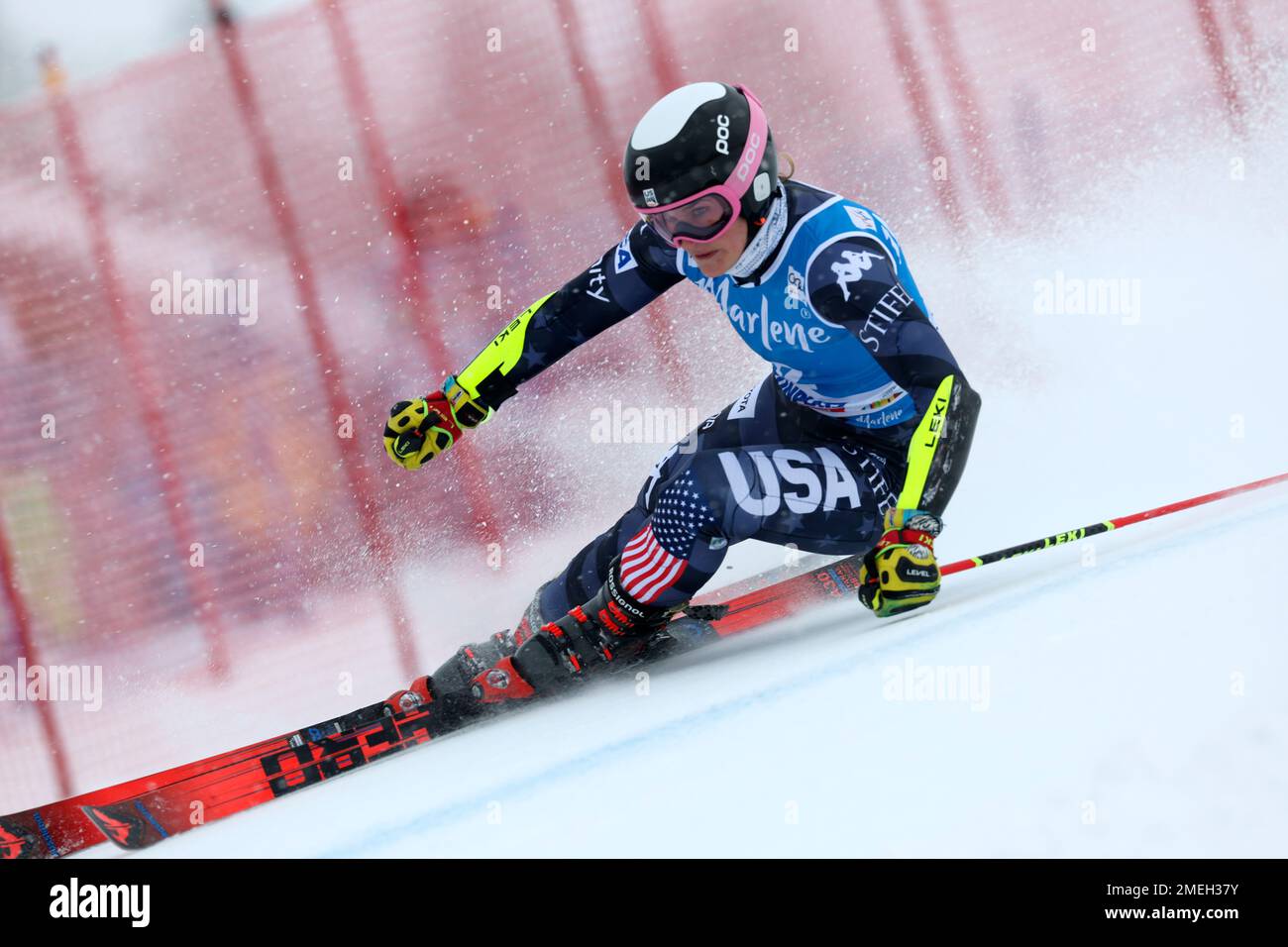 United States' Paula Moltzan speeds down the course during an alpine ...