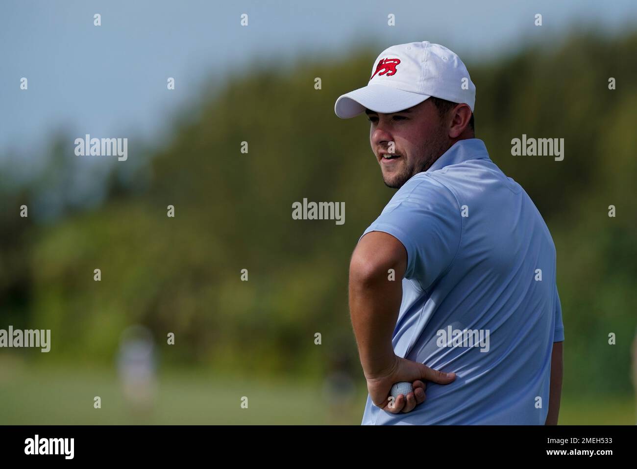 Alex Fitzpatrick, of the Great Britain and Ireland team, waits on the ...