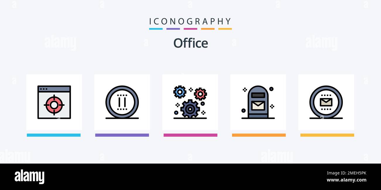 Office Line Filled 5 Icon Pack Including target. medical. office. application. office. Creative ...