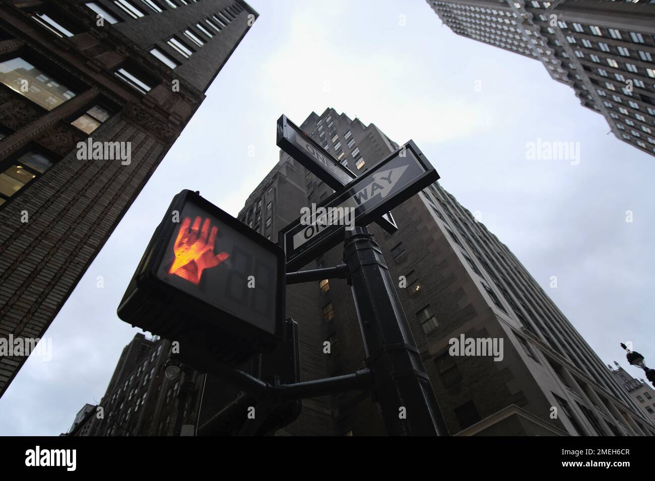 street signs and stop sign in New York Stock Photo - Alamy
